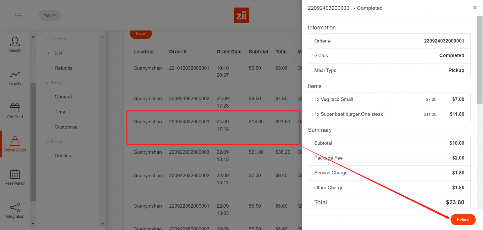 ZiiPOS – How to Do Refund for an Online Order – Zii Help Center