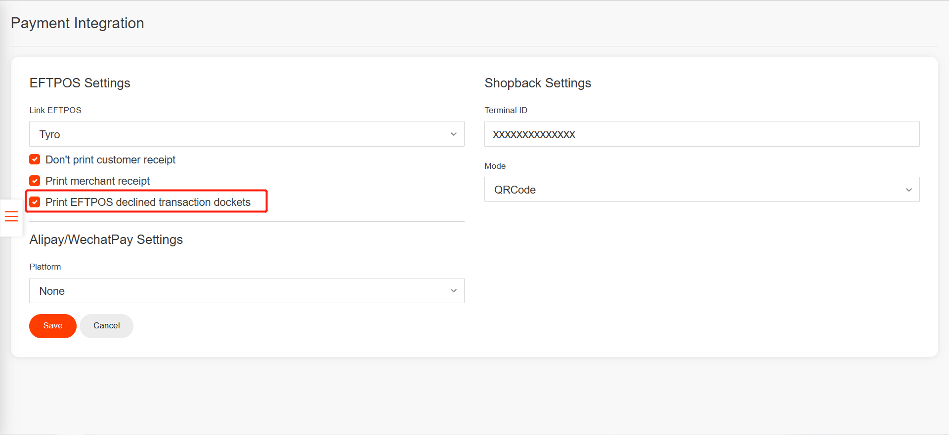 ZiiPOS–F&B: How to Enable or Disable EFTPOS Transaction Declined ...