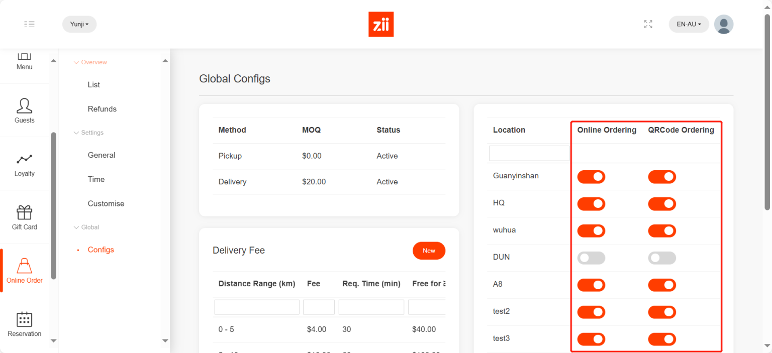 How To Enable Or Disable Online Ordering Or Qr Ordering Zii Help Center
